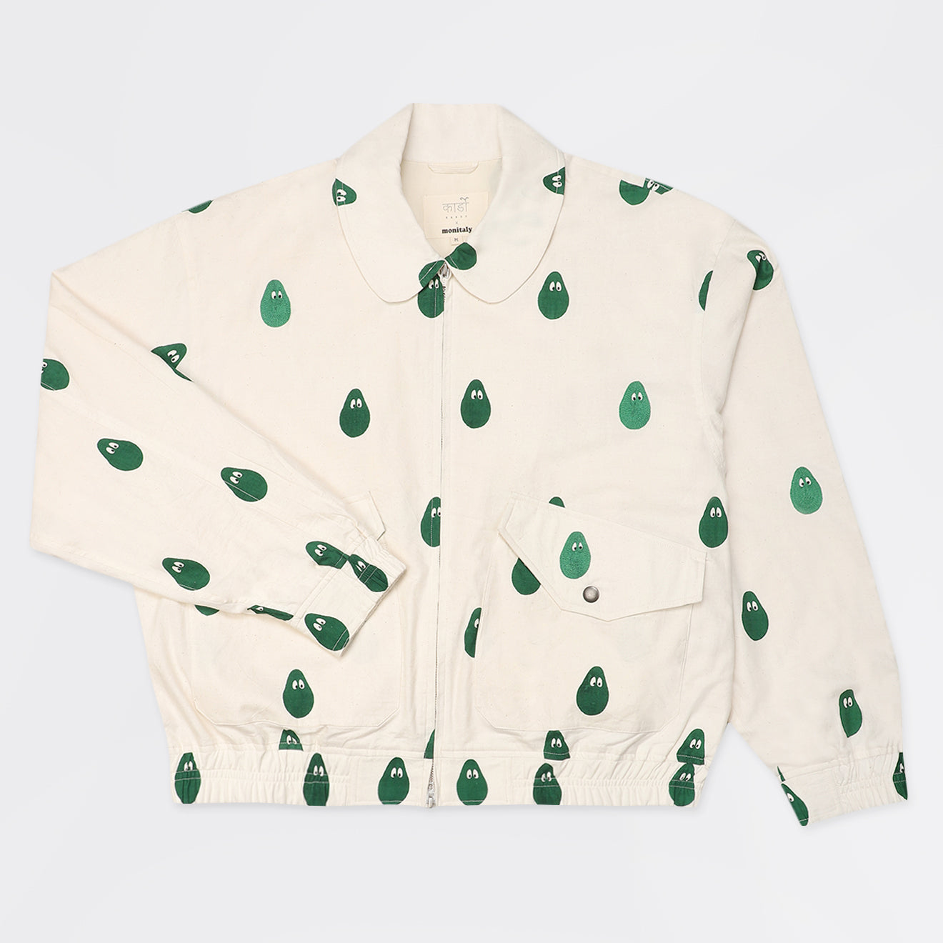 Moniker-4_Avocado | Khadi Hand Spun Yarn Handwoven Undyed Flight Jacke